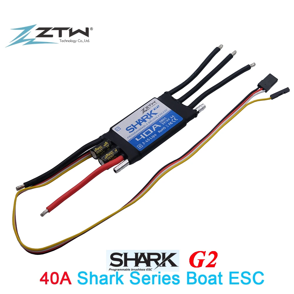 ZTW-Shark-40A-G2-BEC-Waterproof-Brushless-Prammable-ESC-For-Boat-With ...