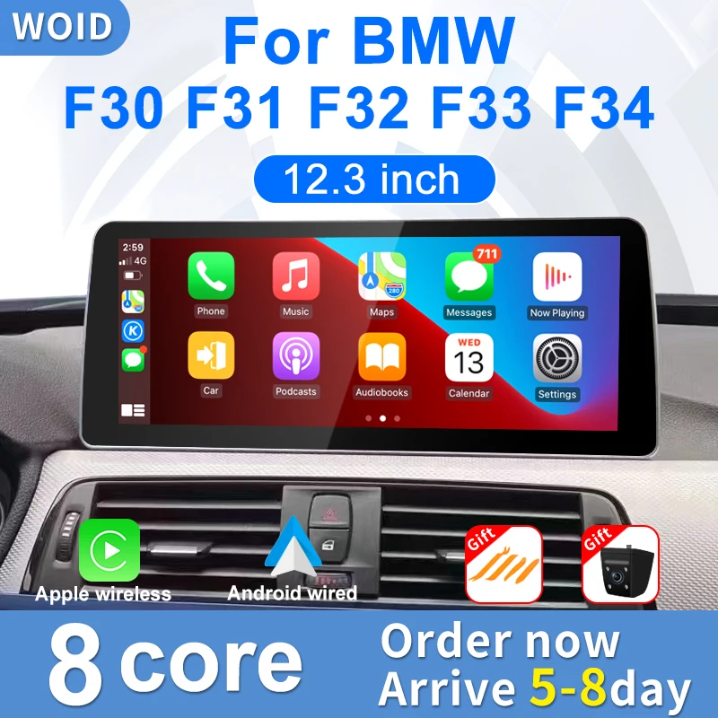 12.3" 1920*720 HD Display Screen Android 12 Carplay For BMW 3series F30 F31 F34 4series F32 F33 ...
