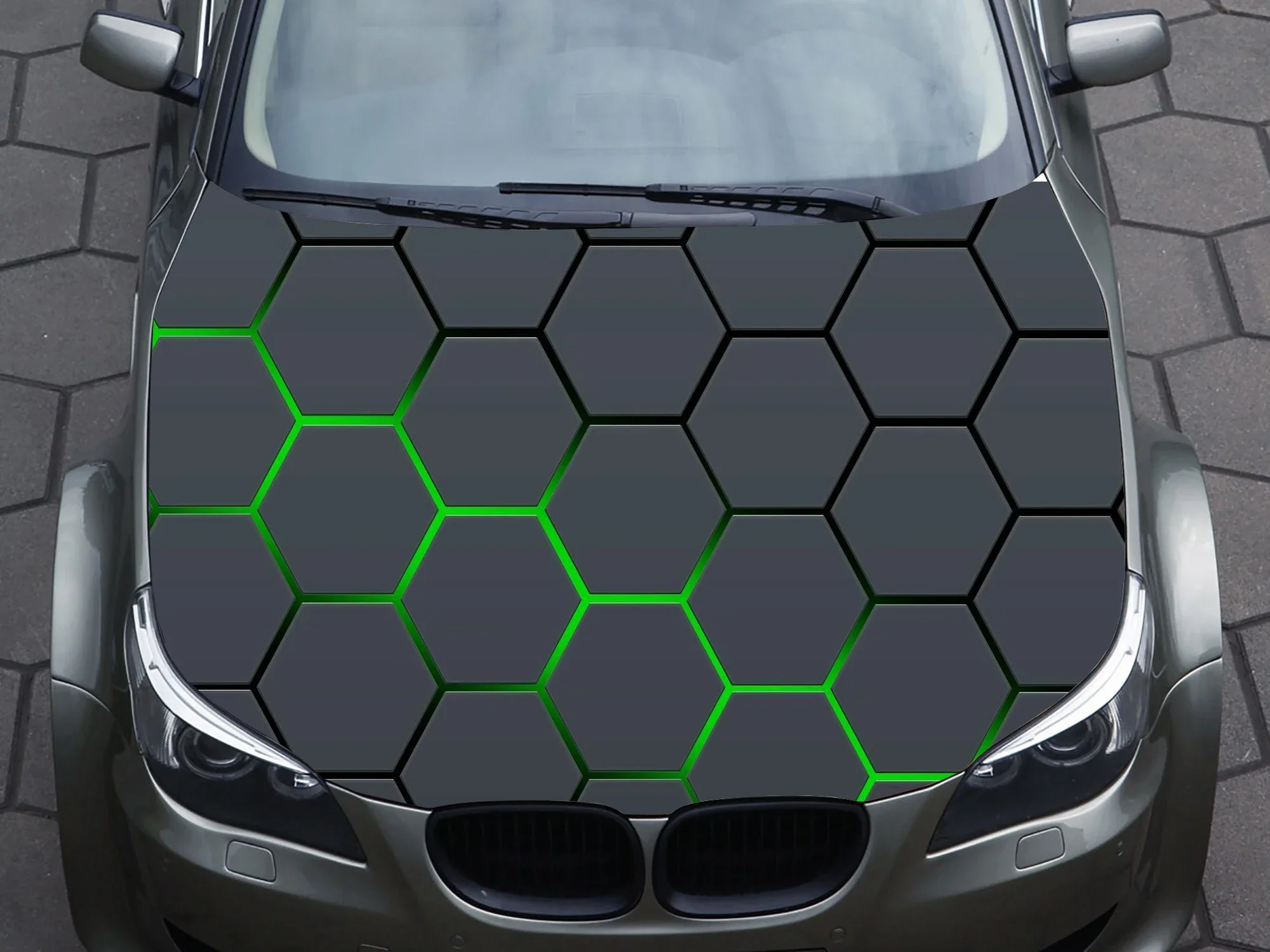 Autocollant-de-voiture-Hexagone-rouge-n-on-mosa-que-noire-accent-d ...