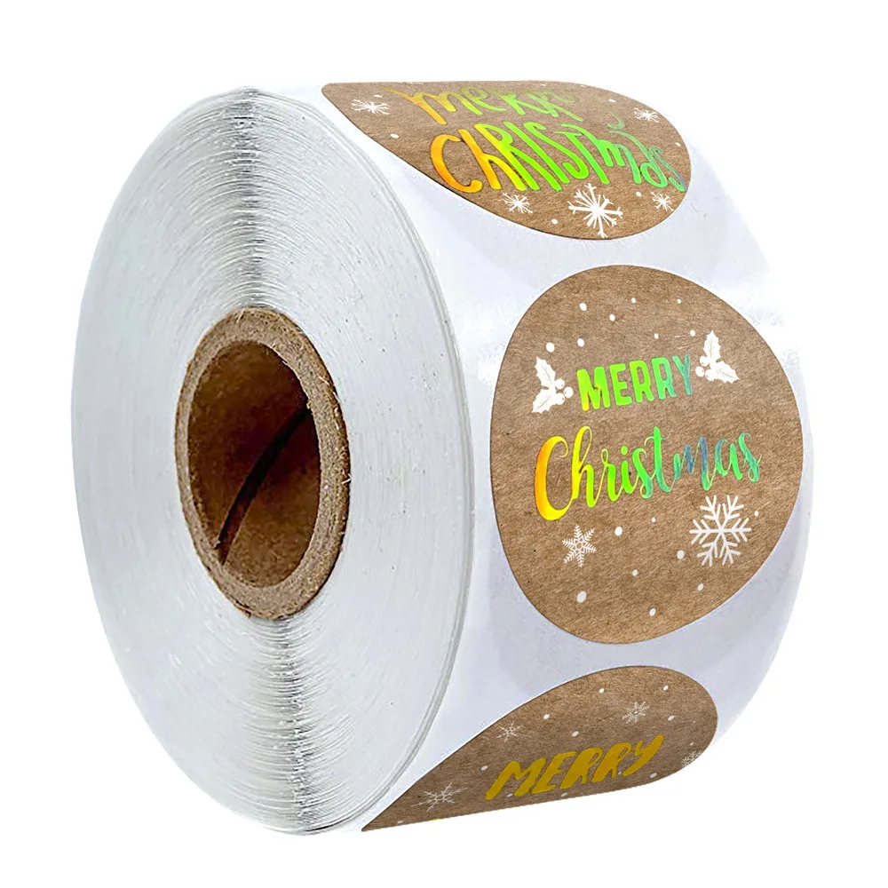 500Pcs-roll-Round-Merry-Christmas-Stickers-1inch-Seal-Labels-Golden ...