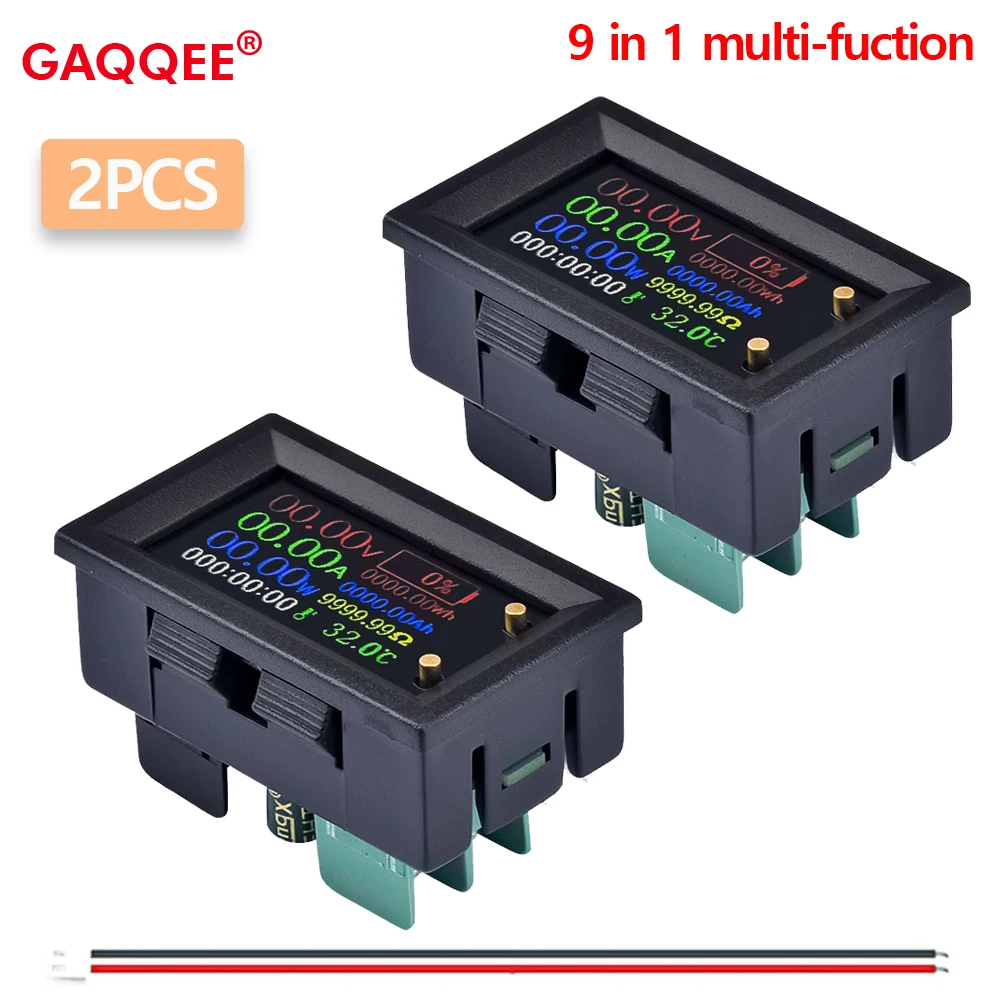 2pcs Digital Voltmeter Ammeter Dc 30v 20a 9 In 1 Ips Multifunction ...