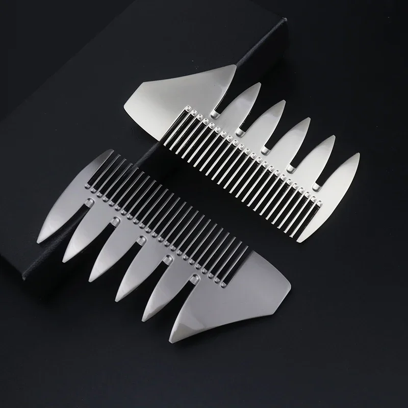 1pc stainless steel portable comb pocket double-sided wide tooth comb ...