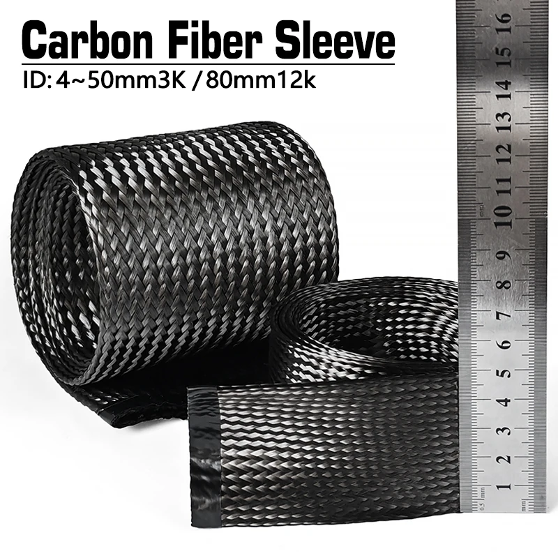 1M Carbon Fiber Cable Sleeve Braid 4MM-80MM Hollow Conductive Tape Wire ...