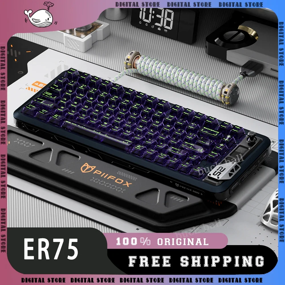 PIIFOX-ER75-Teclado-Mec-nico-Sem-Fio-Liga-De-Alum-nio-Modo-3-82Key-Hot ...