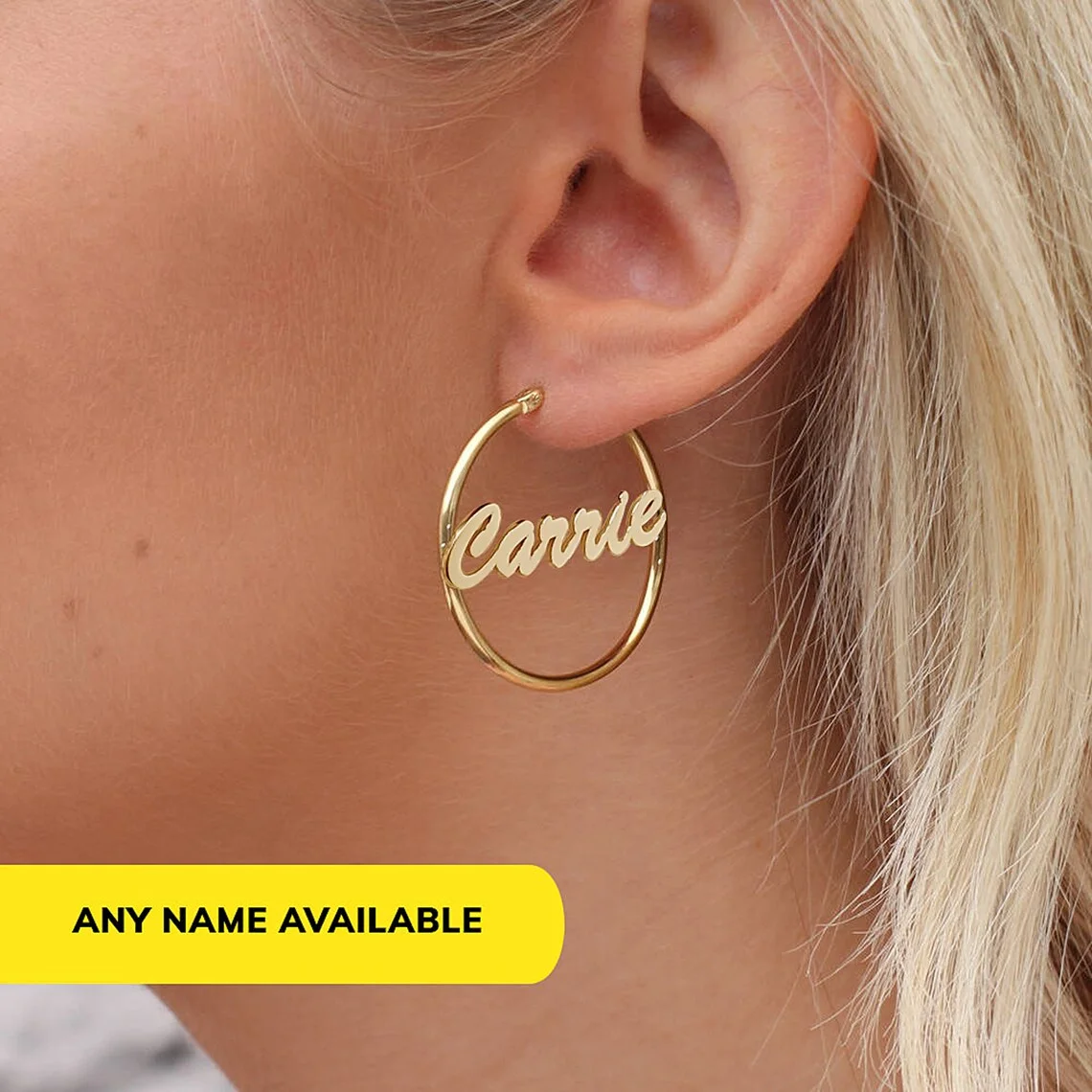 Pair-Of-Script-Hoop-Name-Earrings-Personalized-Stainless-Steel-Initial ...