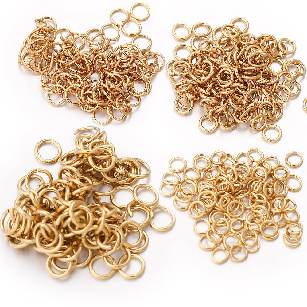 100pcs Lot 4 6 8 10mm Gold Stainless Steel Jump Rings Open Split Ring ...