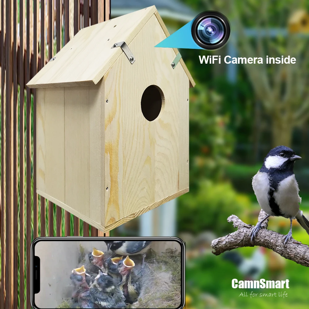 Full-HD-Bird-Nest-WIFI-Camera-Box-Wireless-Wild-Natural-Wooden-Material ...