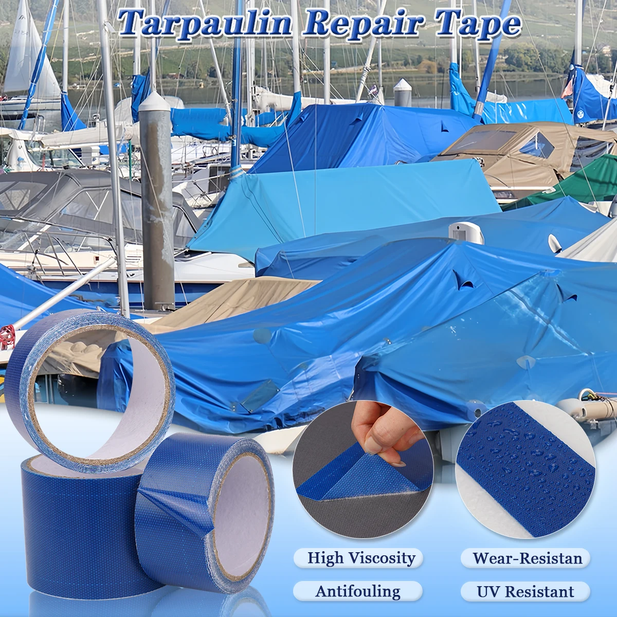 Blue Tarpaulin Repair Butyl Tape-Wear Resistant Strong Adhesive Leak ...