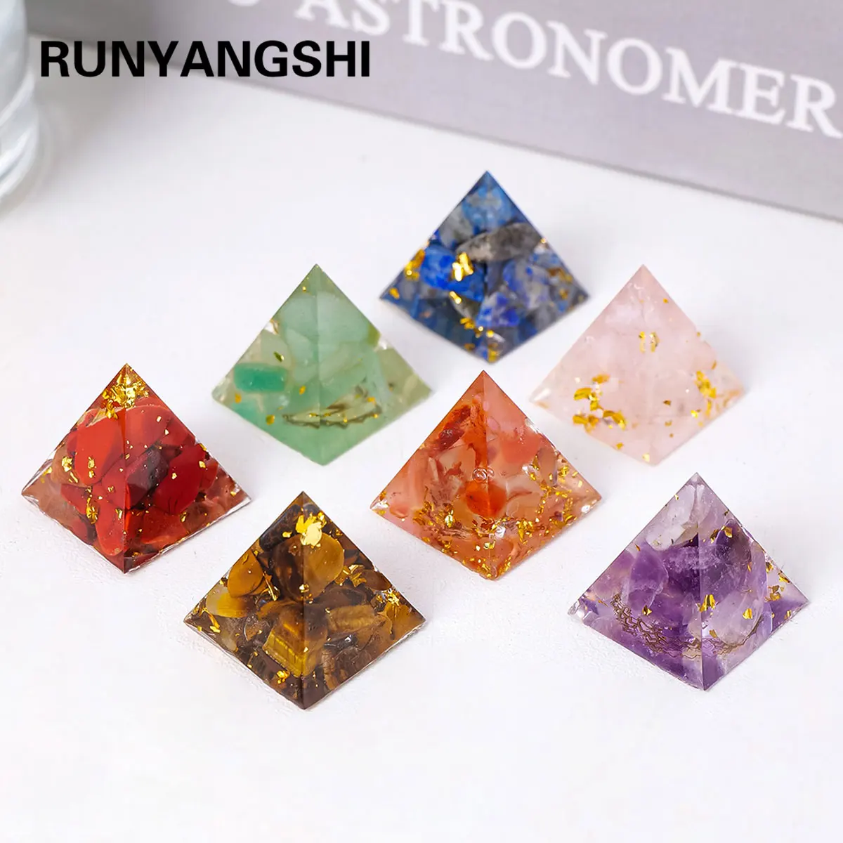 1PC 2cm Natural Crystal Stone Mini Pyramid Statue Reiki Stone Pyramid ...