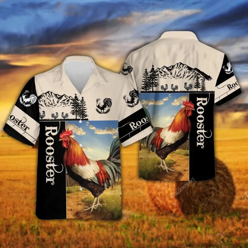 2024 Rooster Shirts For Men 3d Printed Men's Hawaiian Shirt Beach 6XL ...