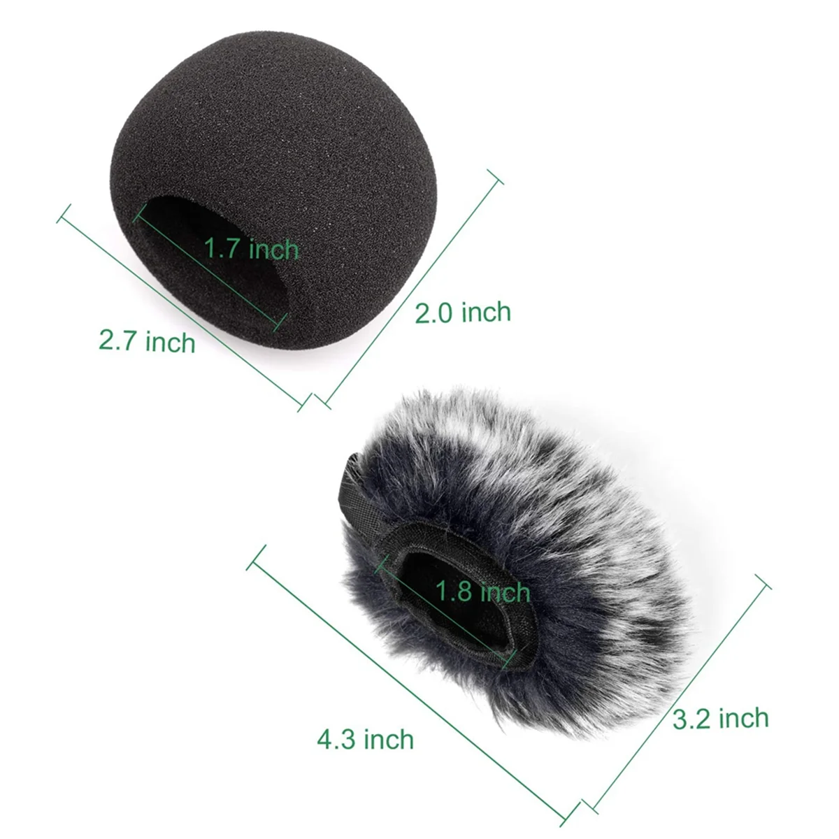 2Pcs-Microphone-Windscreen-Furry-Windscreen-Muff-Wind-Cover-Foam ...