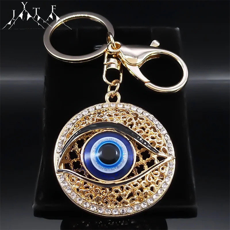 Crystal-Lucky-Evil-Blue-Eye-Keychain-Women-Men-Alloy-Round-Gold-Color ...