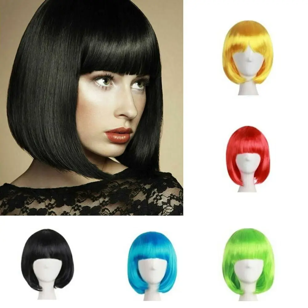 Lady Wig Women's Short Straight Bangs Full Hair Wigs Cosplay Party Hair ...