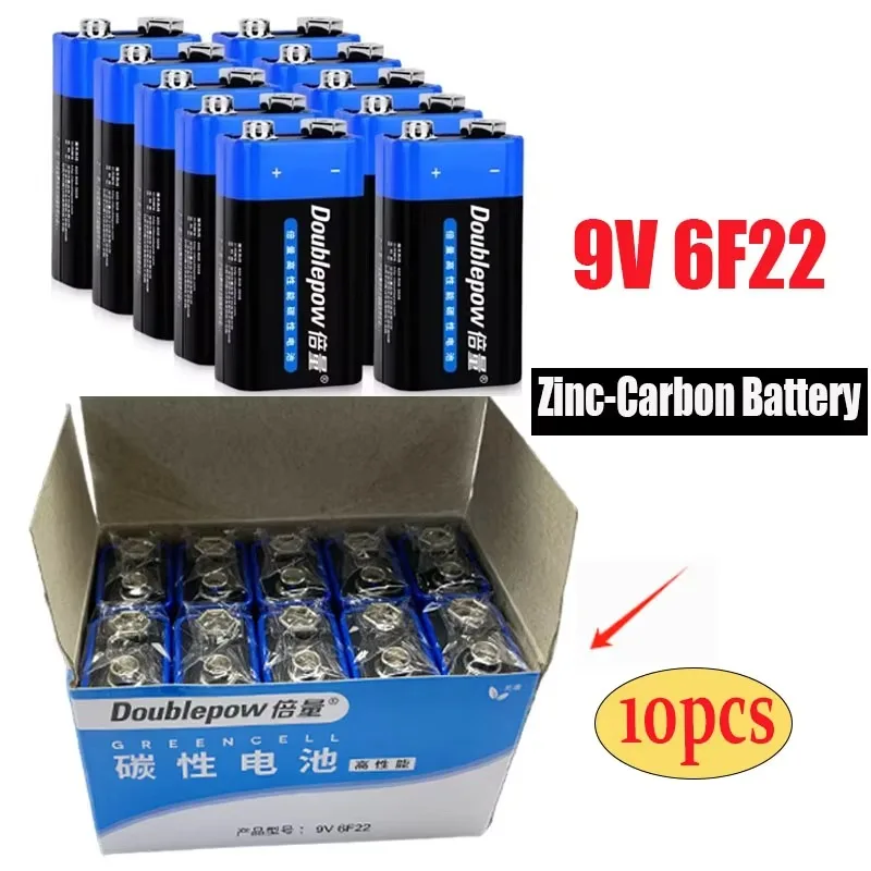 2025 New Doublepow 1-10PCS 9 Volt Battery 9V Disposable Carbon ...