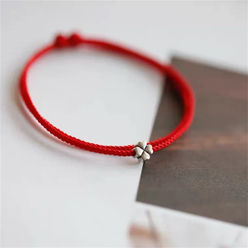 1PC-Red-Rope-Four-leaf-Clover-Red-Thread-String-Bracelet-Woven-Anklet ...