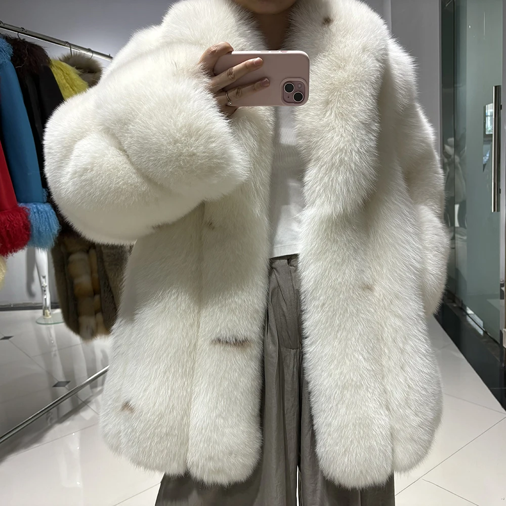 YOLOAgain 2025 Winter Luxury Real Fox Fur Jacket Women Natural Fox Fur ...