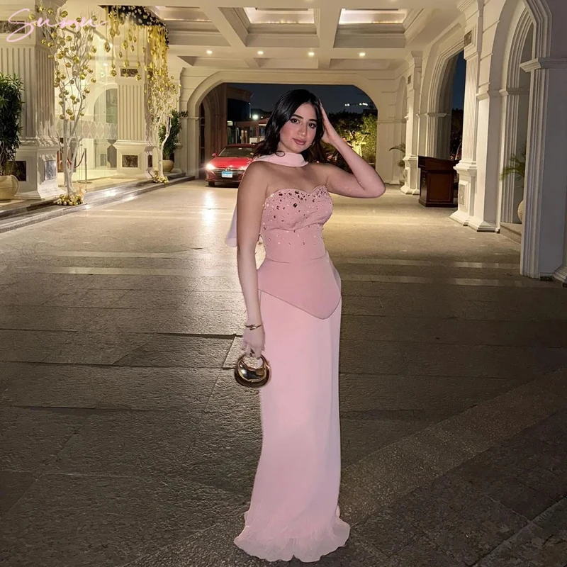Rhinestone Pink Prom Dress Evening Dresses Wedding Custom Made Luxury ...