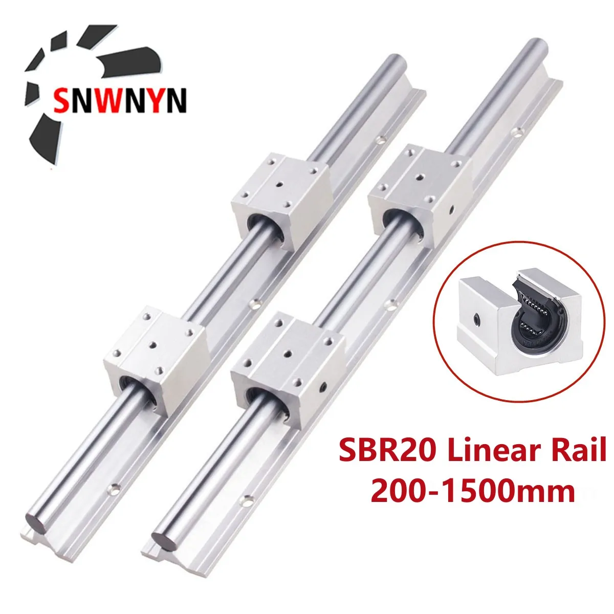 SBR20-Set-200-1500mm-Linear-Guide-Rail-With-4pcs-SBR20UU-Linear-Bearing ...