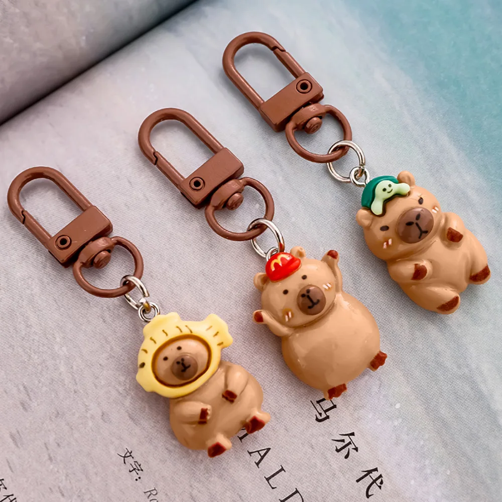 Creative Cartoon Mini Capybara Keychains for Women Acrylic Capibala Bag ...