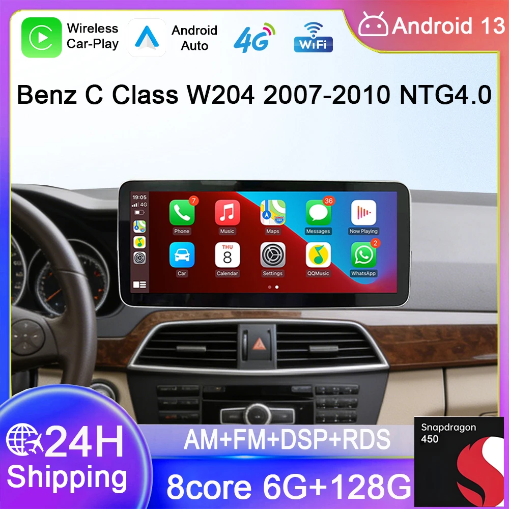 12.3" Android BT Wireless CarPlay 4G Car Radio Multimedia Player GPS ...