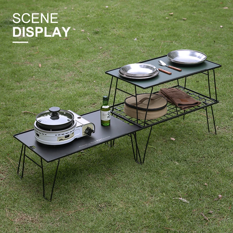 T-235-3T CAMPINGMOON 3-Shelf Camping Picnic Table And Chair Set Alloy ...
