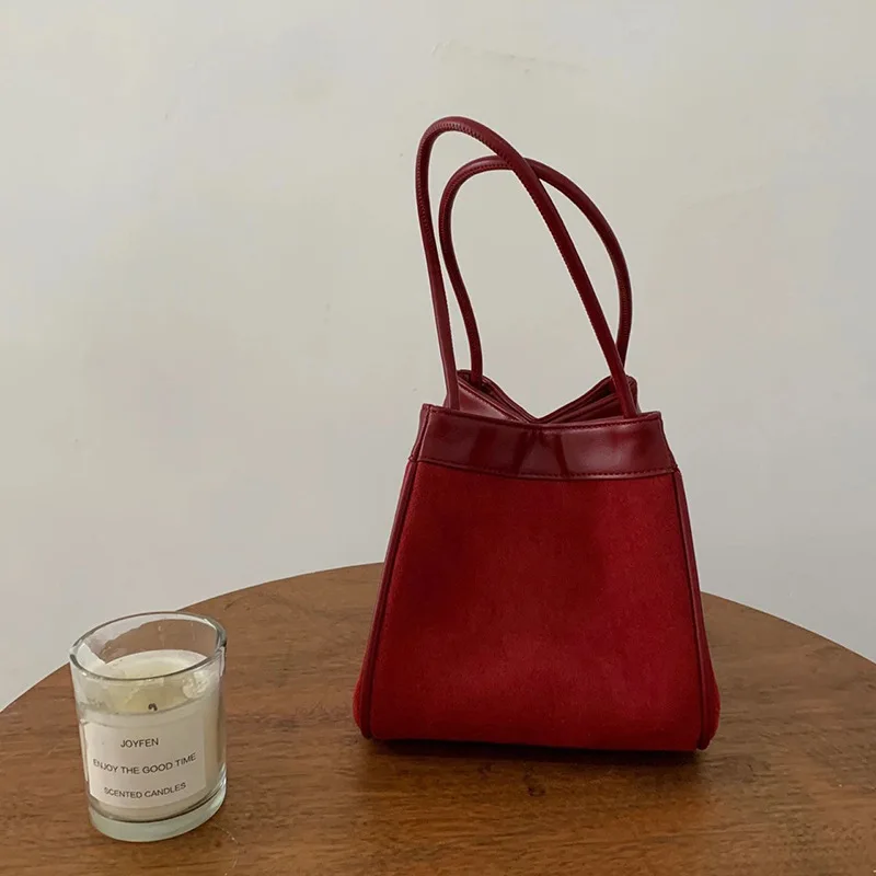 Red-Bucket-Bag-New-Texture-Christmas-and-New-Year-Handheld-Bag-Women ...