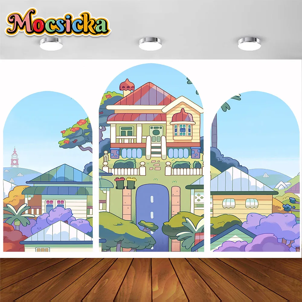 Blue Dog House Arch Backdrop Birthday Party Fabric Photo Backdrop Cover ...