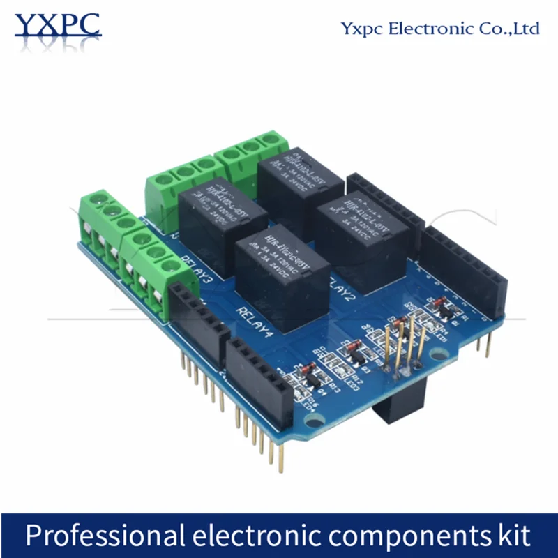 1 pces 4 canal 5v relé escudo módulo, placa de expansão quatro vias relé controle placa para ...