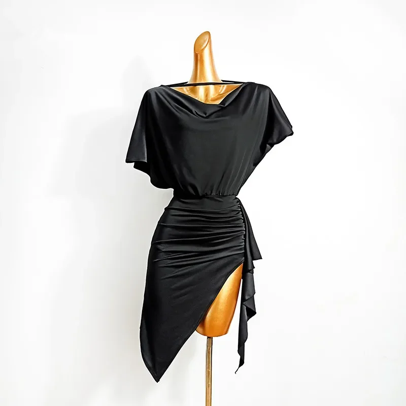 Latin-Dance-Dress-Female-Pink-Slit-Skirts-Women-Samba-Rumba-Chacha ...