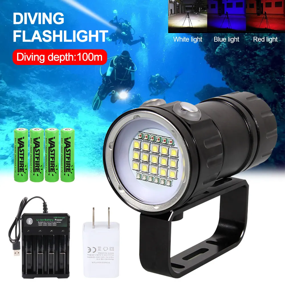 LED-Diving-Flashlight-10000Lumens-Underwater-Lighting-100m-Waterproof ...