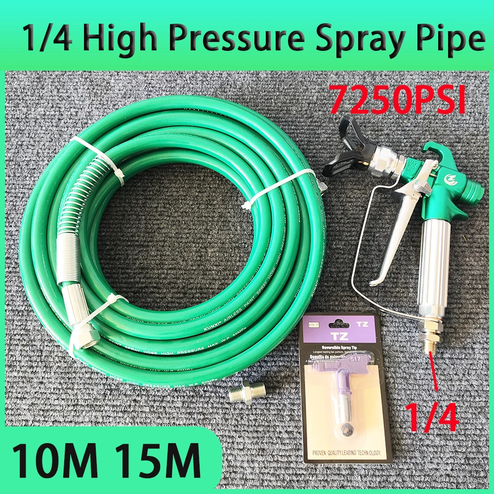 7250PSI-Airless-Paint-Spray-Hose-Kit-Spray-Gun-1-4-BSP-High-Pressure ...