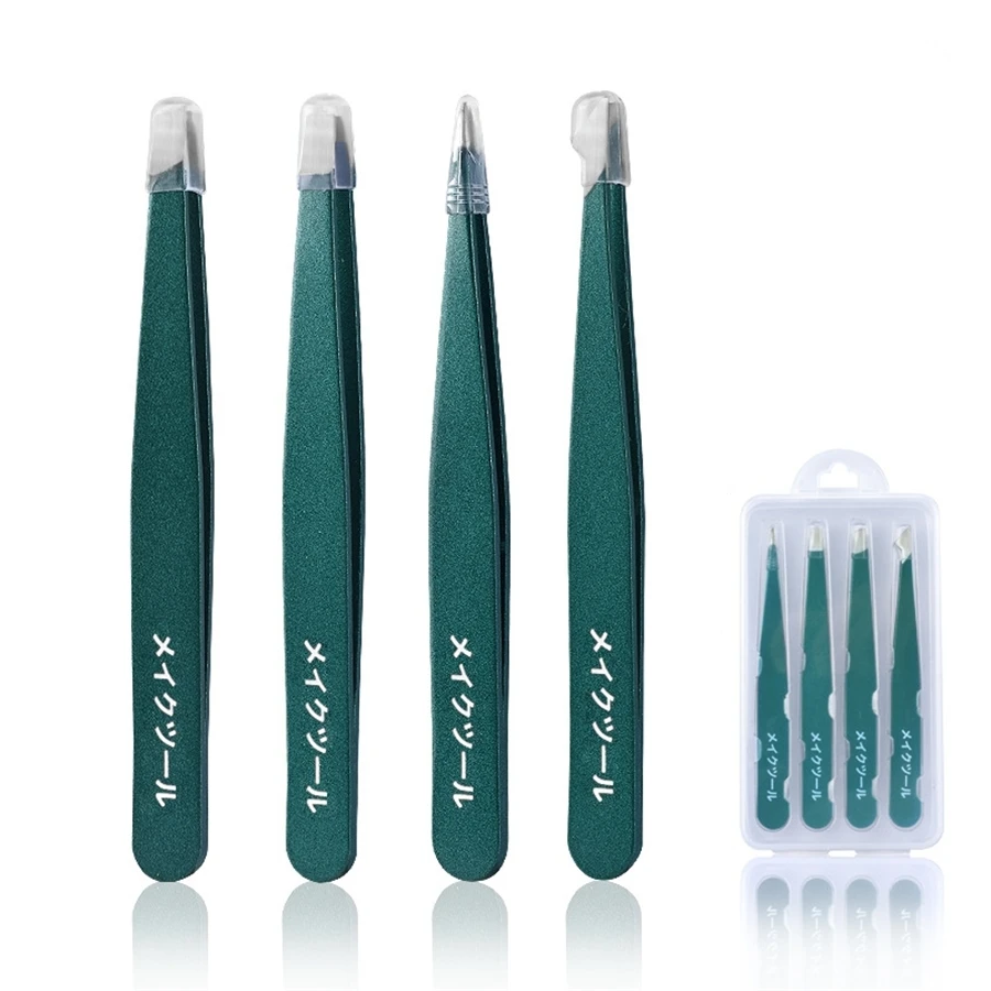 4-Piece-Stainless-Steel-Tweezer-Set-Unisex-Professional-Precision-for ...
