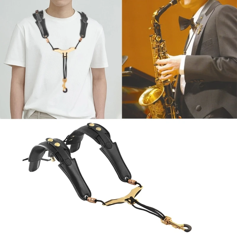Leather-Saxophone-Neck-Strap-Adjustable-Soft-Shoulder-Harness-Padded ...