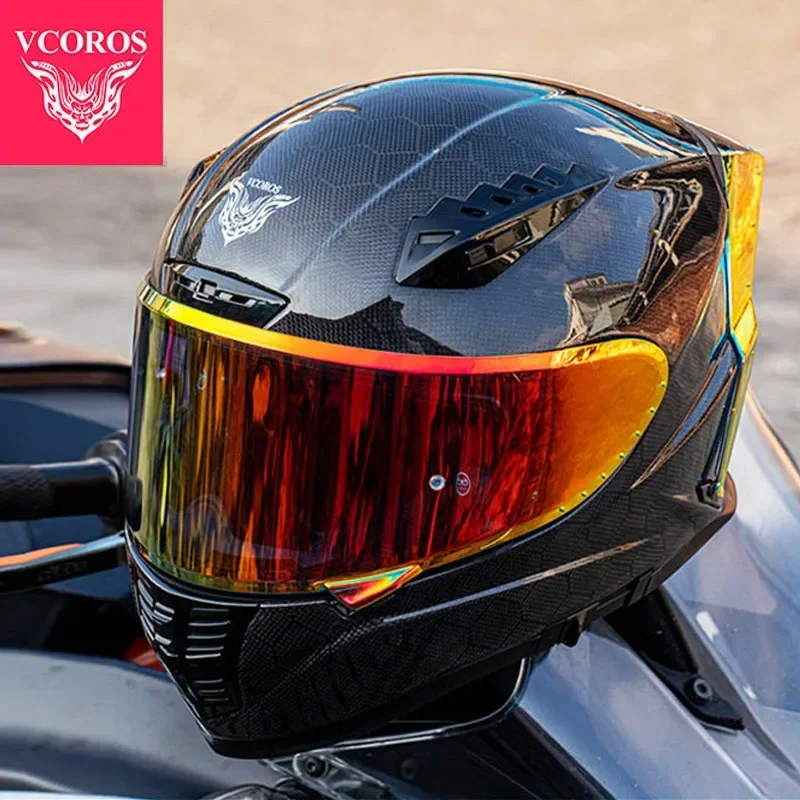 Italy VCOROS 12K Carbon Fiber Motorcycle Helmet ECE DOT Certification ...
