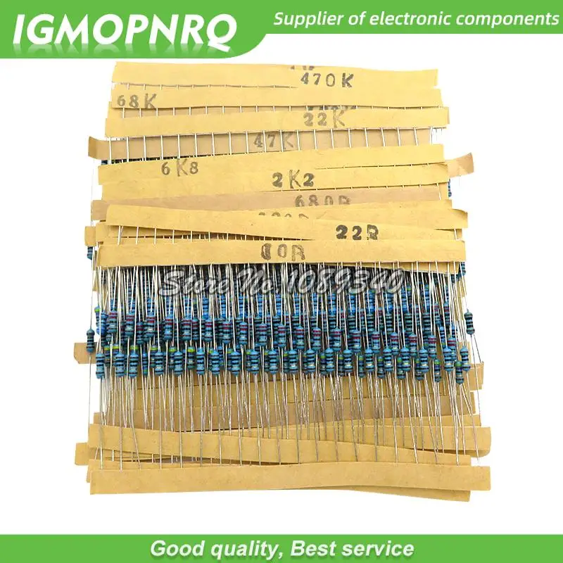 400pcs-lot-1-4W-Metal-Film-Resistor-Assortment-Kit-10ohm-1M-ohm-1 ...