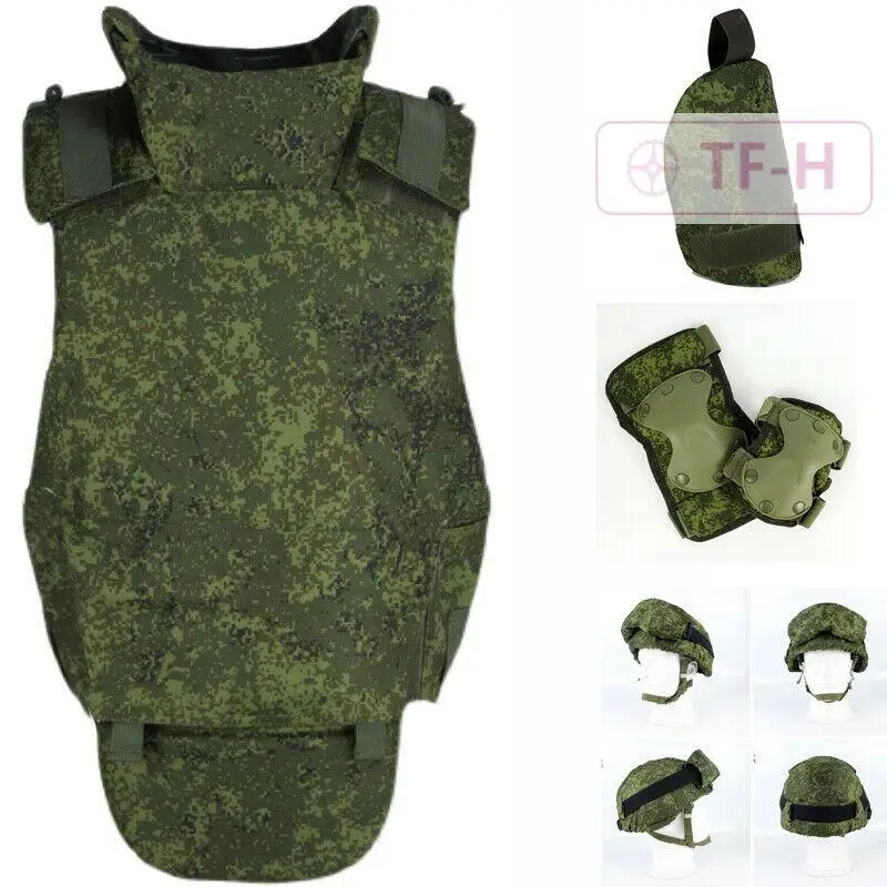 6B23-EMR-Green-Camouflage-Tactical-Vest-Knee-elbow-Shoulder-Pad-Helmet ...