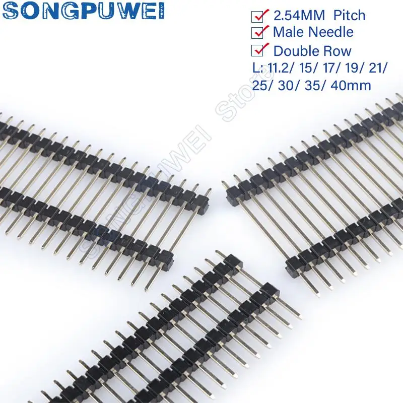 10PCS 2.54mm Double plastic Single Row Male 40P PCB Board Pin Header Connector Pinheader 1*40p ...