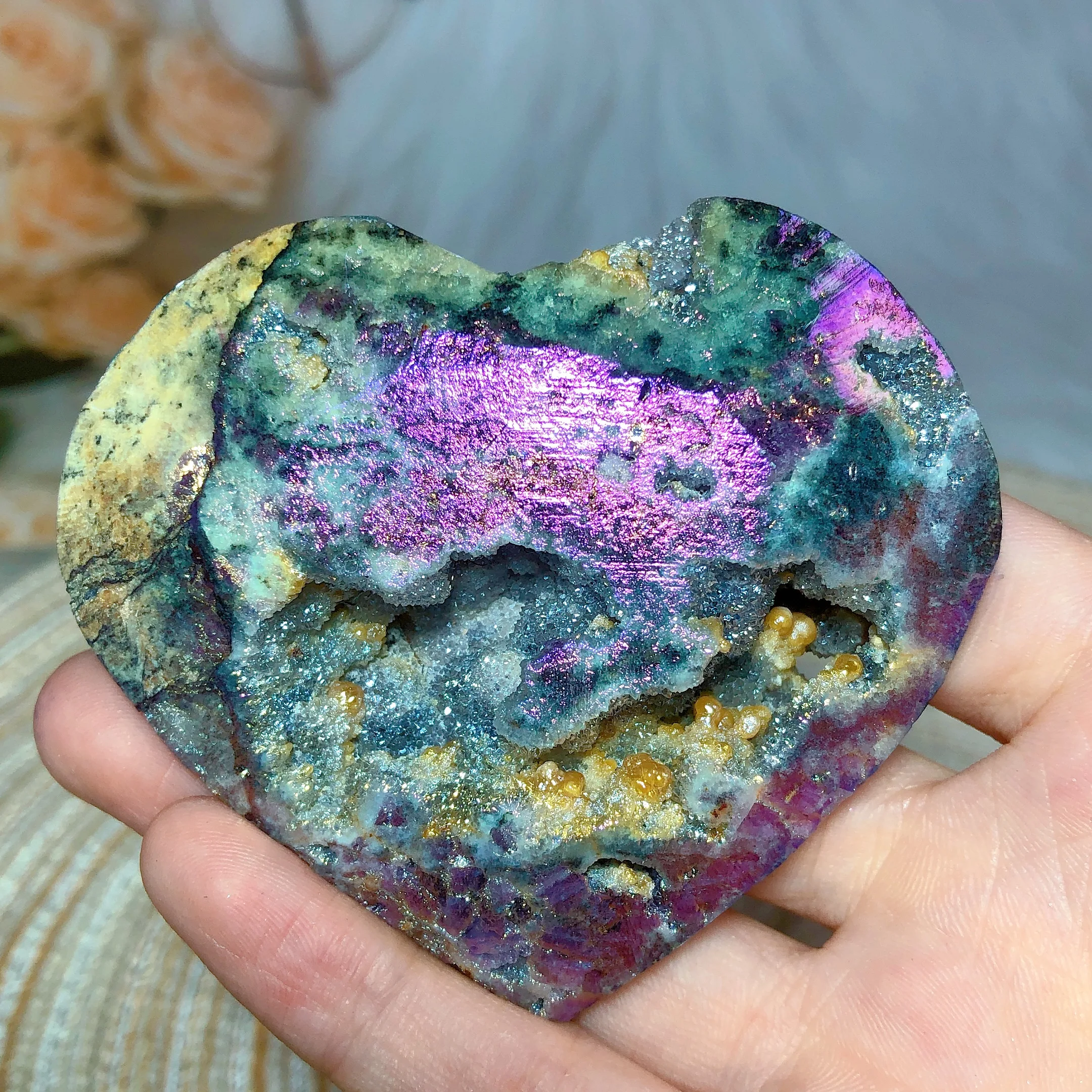 Piedras-preciosas-de-cristal-Natural-Aura-sphalerita-corazones-Geoda ...