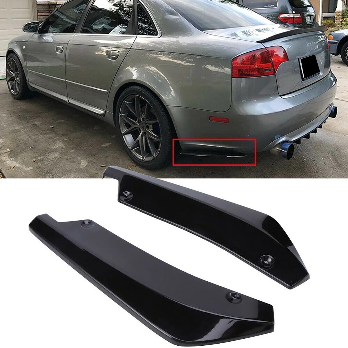 Rear Bumper Lip Diffuser Splitter Canard Spoiler For Audi A3 A4 B6 B8 Rear Bumper Lip Diffuser Splitter Canard Spoiler For Audi A3 A4 B6 B8