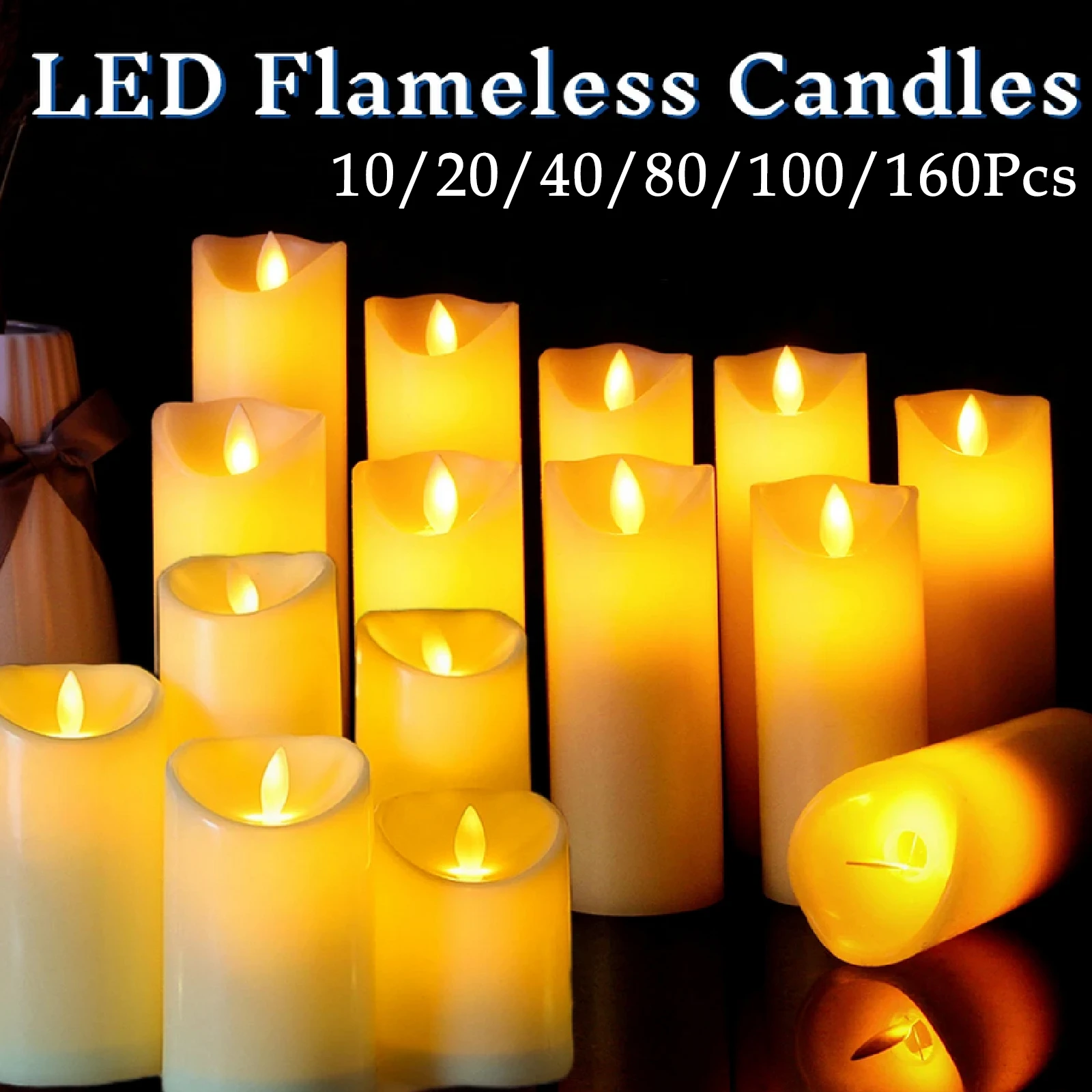 10-160Pcs-Flickering-Wedding-Decor-Candles-Birthday-Flameless-Candle ...