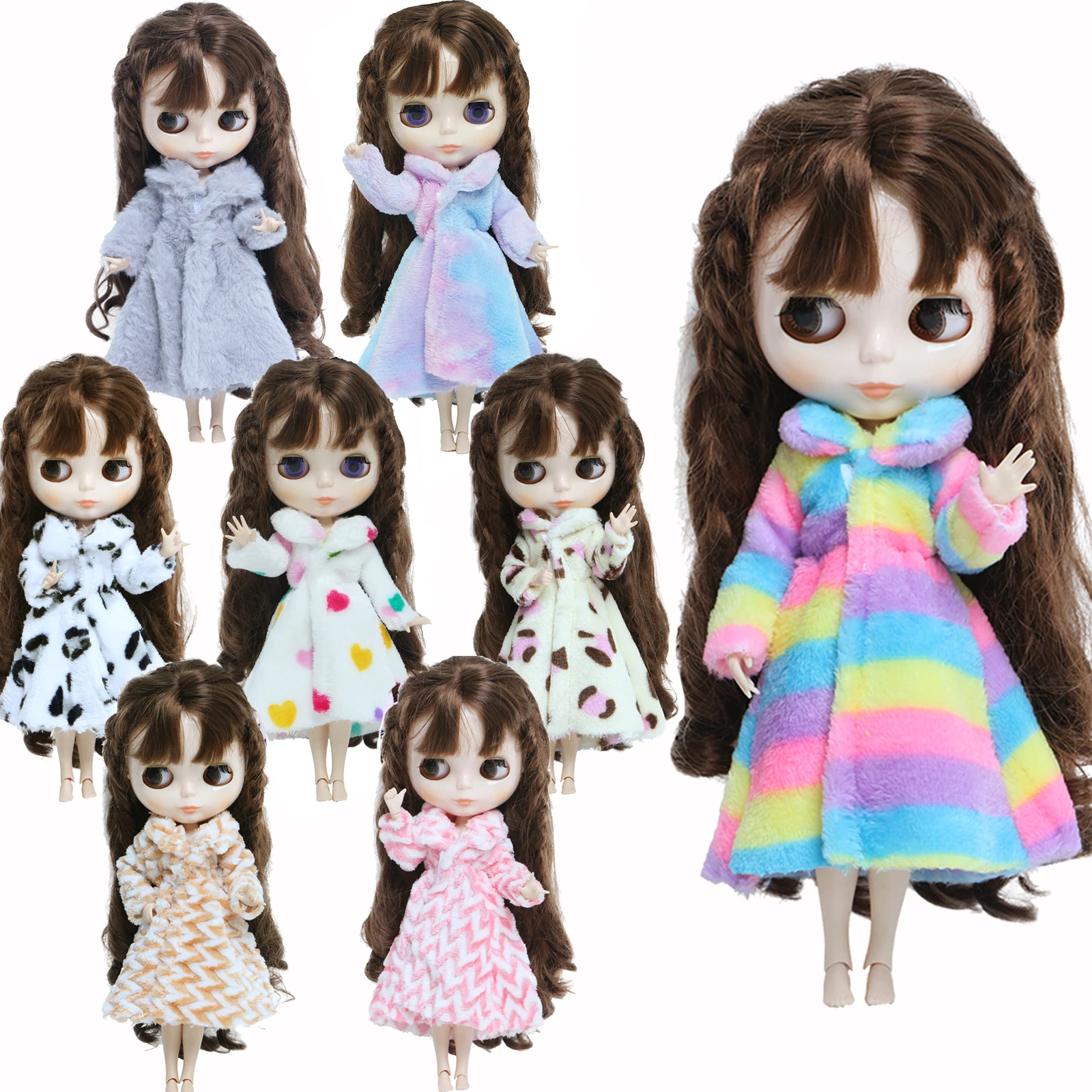1 Set Doll Coat Winter Robe Warm Fuzzy BathRobe Cute Clothes for 30cm ...