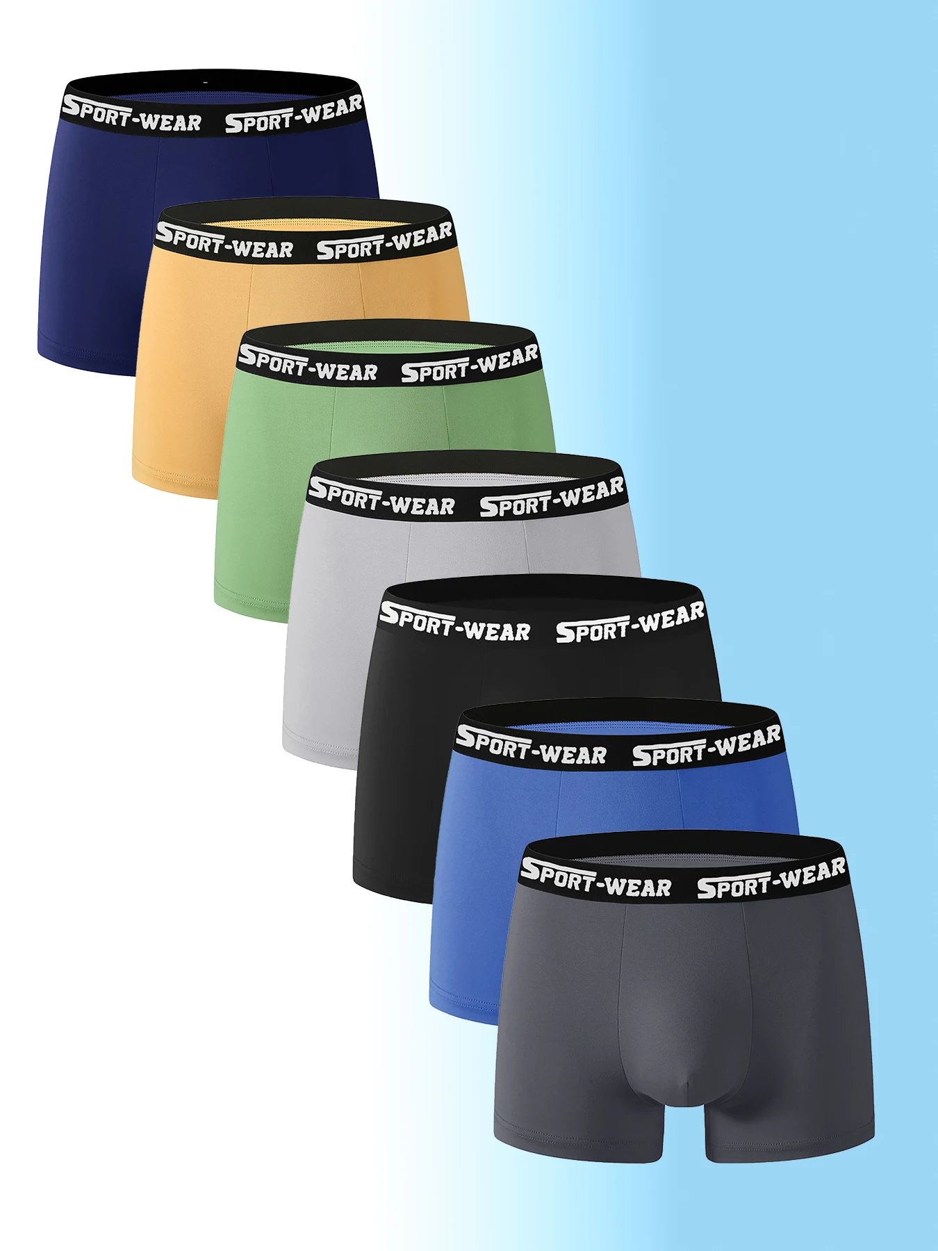 Men's 7-Piece Polyester Boxer Briefs Set - "SPORT-WEAR" Logo Waistband ...