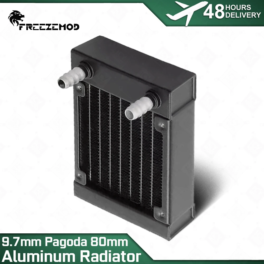 FREEZEMOD 80mm Aluminum Radiator with Two OD 9.7mm Pagoda Interfaces ...