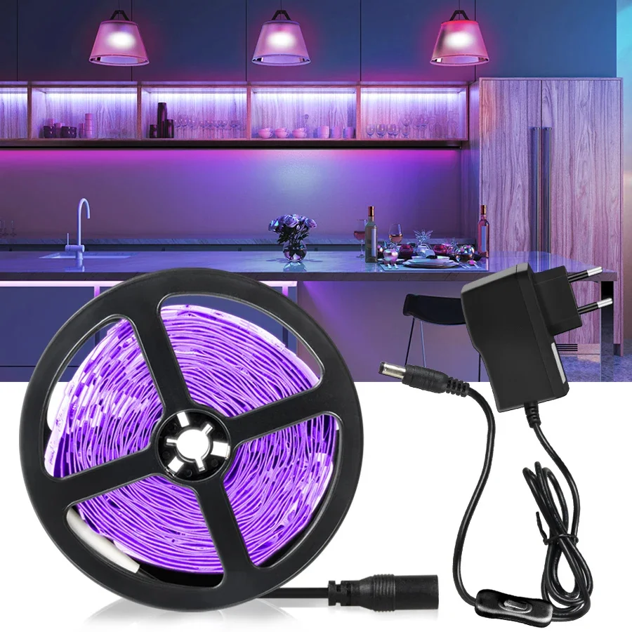 5M/10M UV LED Strip Light Ultraviolet Lamp 385-400nm Black Light 2835 ...