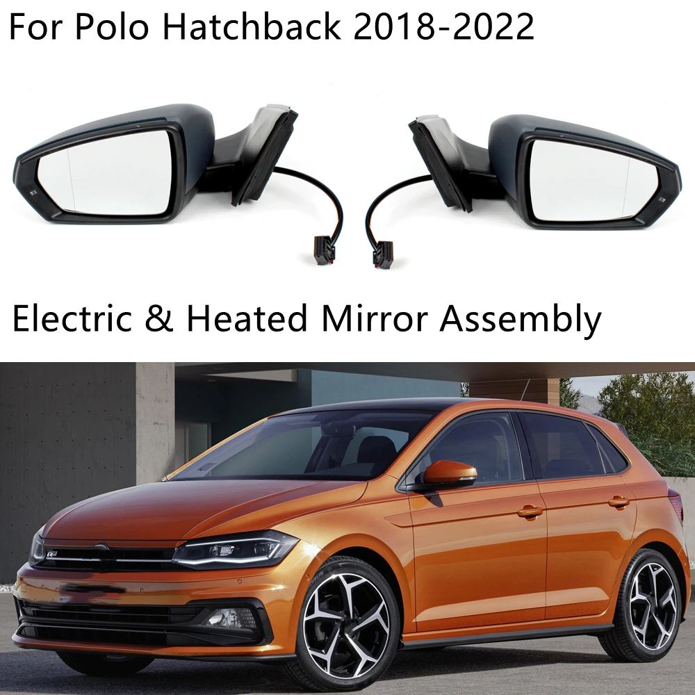 Electric Heated Wing Side Rear Mirror Primed NOT Painted For VW Polo ...