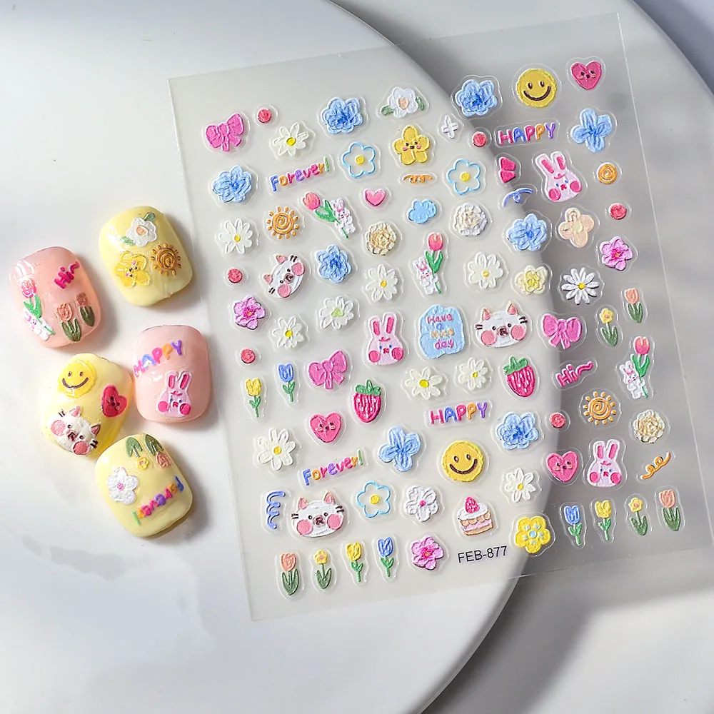 Customized-Own-Design-Nail-Art-Sticker-5D-Flower-Rabbit-Strawberry-Bow ...