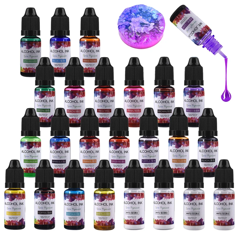 12-24Pcs-Epoxy-Resin-Pigment-Set-Art-Ink-Colorant-Dye-Diffusion-Liquid ...