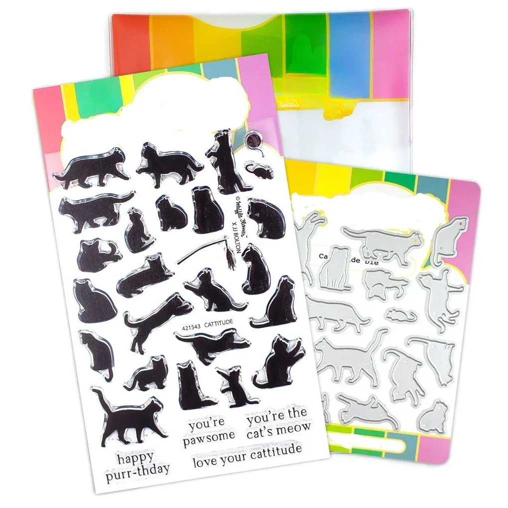 2023 November New Cattitude Sentiments Words Clear Stamps Sets and ...