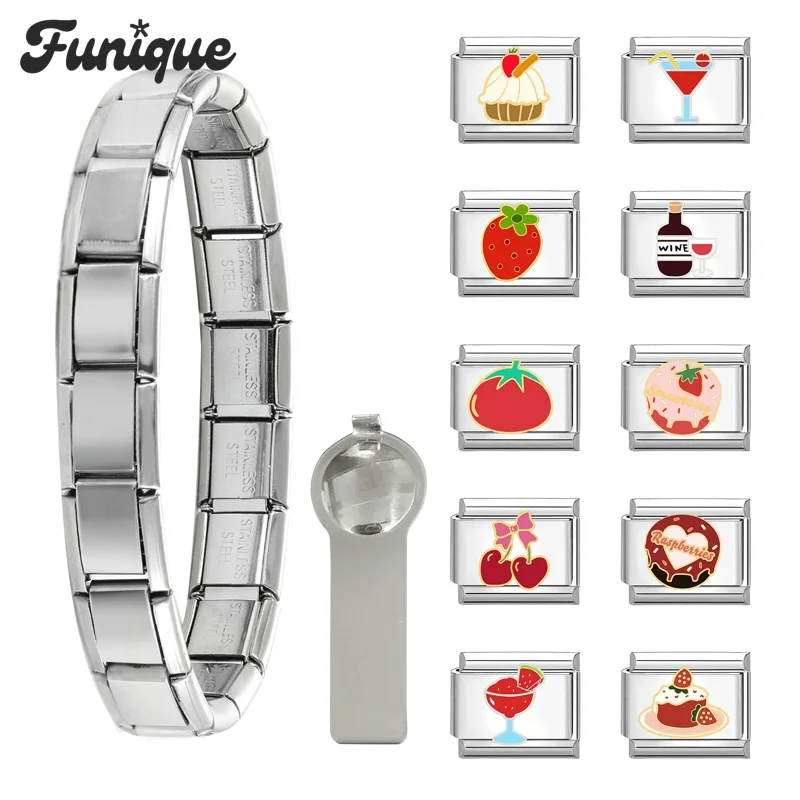 Fashion-Elastic-Charm-Bracelet-Strawberry-Tomatoes-Italian-Charm-Links ...