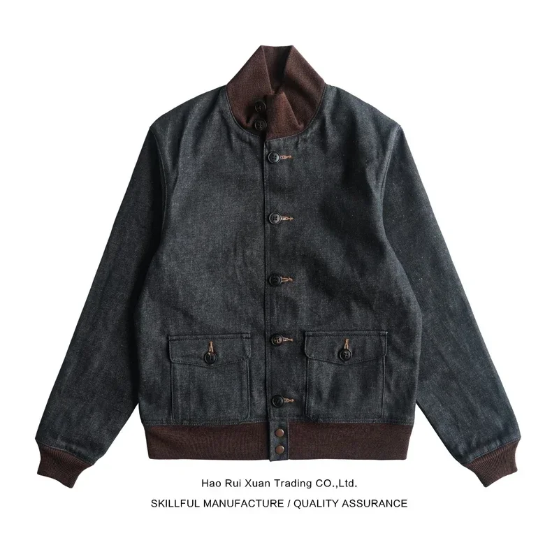 Sauce Zhan Mens Jacket Short Lined Selvedge Denim Jacket Men A1 Flight ...